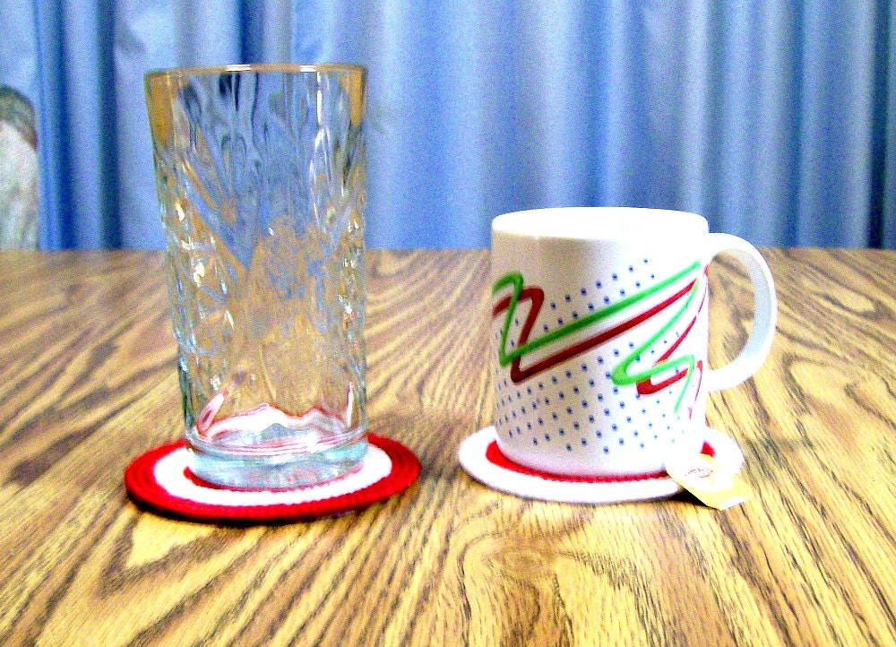 Plastic Canvas Drink Coaster With Holder Round Handmade - Etsy