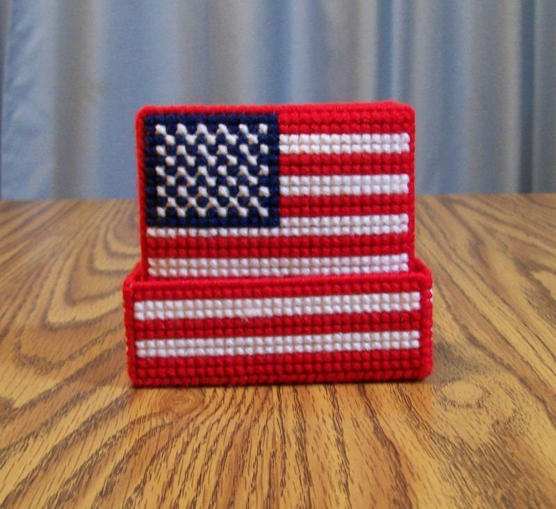 USA Flag Drink Coasters With Holder: Handmade, Patriotic, Home Decor ...