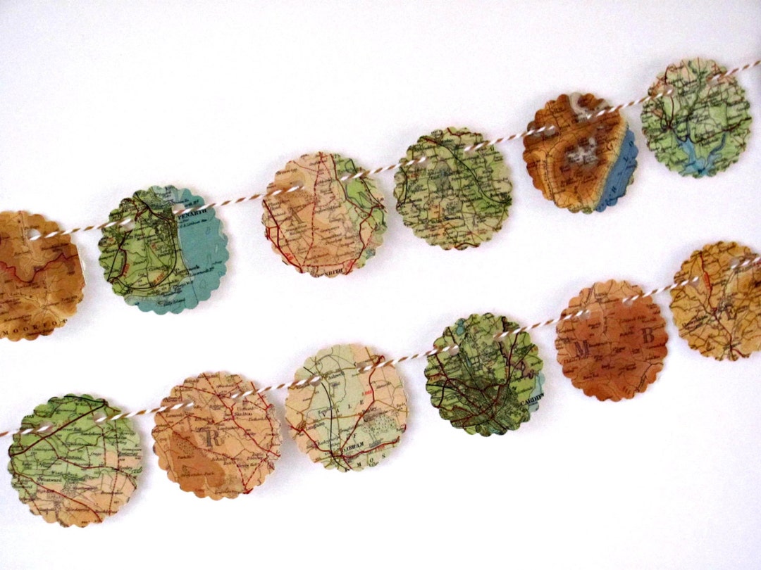 UK Maps Decorations, Geography Theme Party, Travel Garland, Vintage Map ...