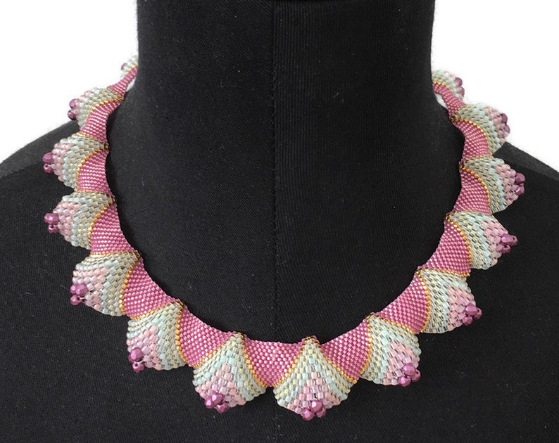 Glow in the Dark, Flat Cellini Spiral Seed Bead Necklace, Statement ...