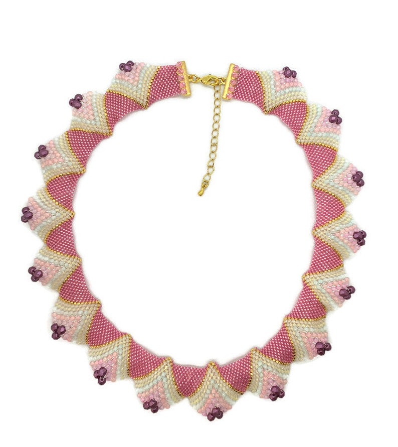 Glow in the Dark, Flat Cellini Spiral Seed Bead Necklace, Statement ...
