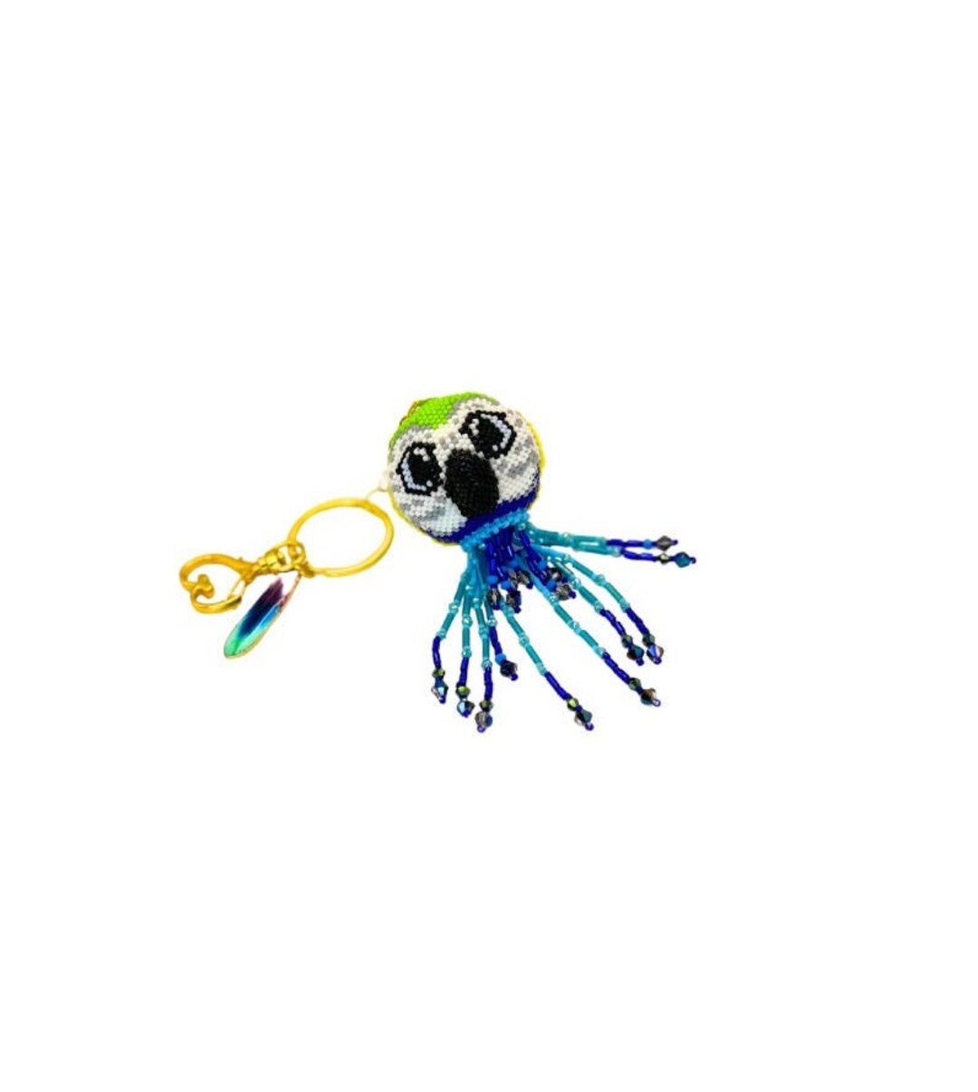 Beaded Parrot Keychain: Handmade 3D Macaw Bag Charm - Etsy