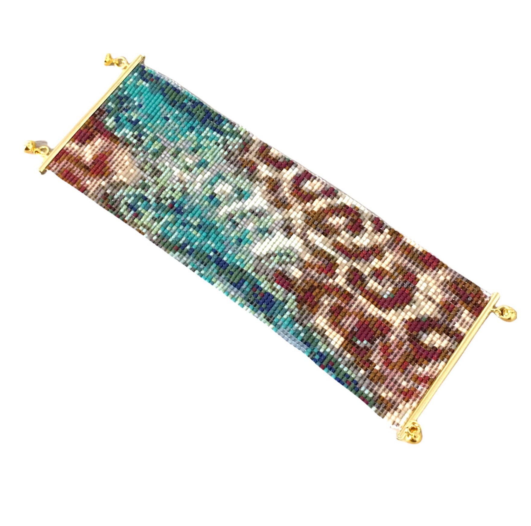 Leopard Print Seed Bead Bracelet: Boho Chic Magnetic Clasp Cuff - Etsy