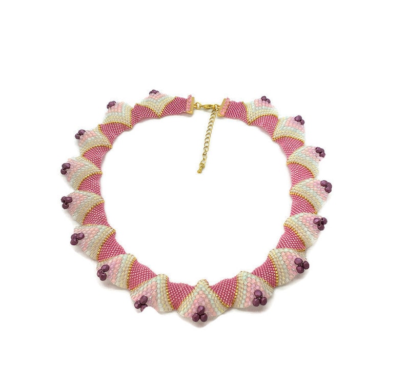 Glow in the Dark, Flat Cellini Spiral Seed Bead Necklace, Statement ...