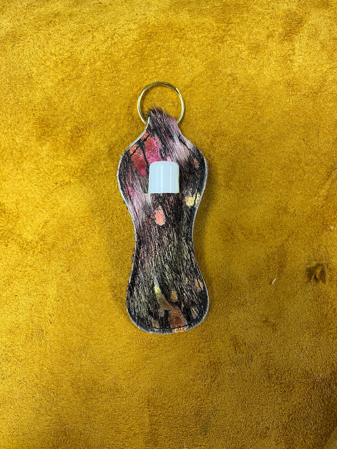 Key Ring Chapstick Lipbalm Holder Made With Acid Washed Cowhide Leather ...