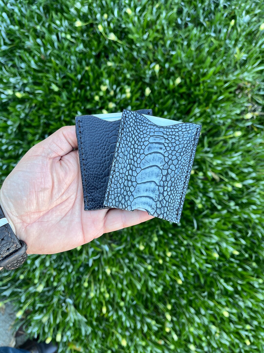 Ostrich Leather Minimalist Card Holder - Etsy