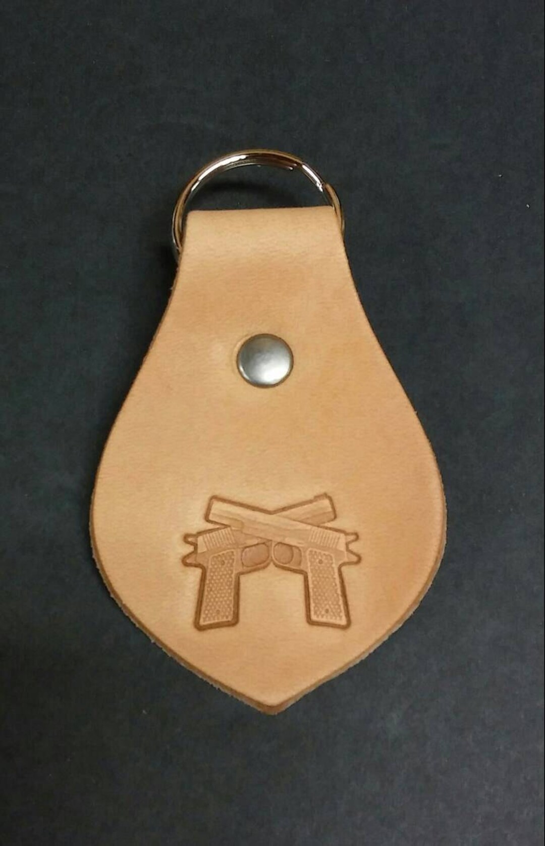Leather Key Fob With Cross Pistol Impression - Etsy