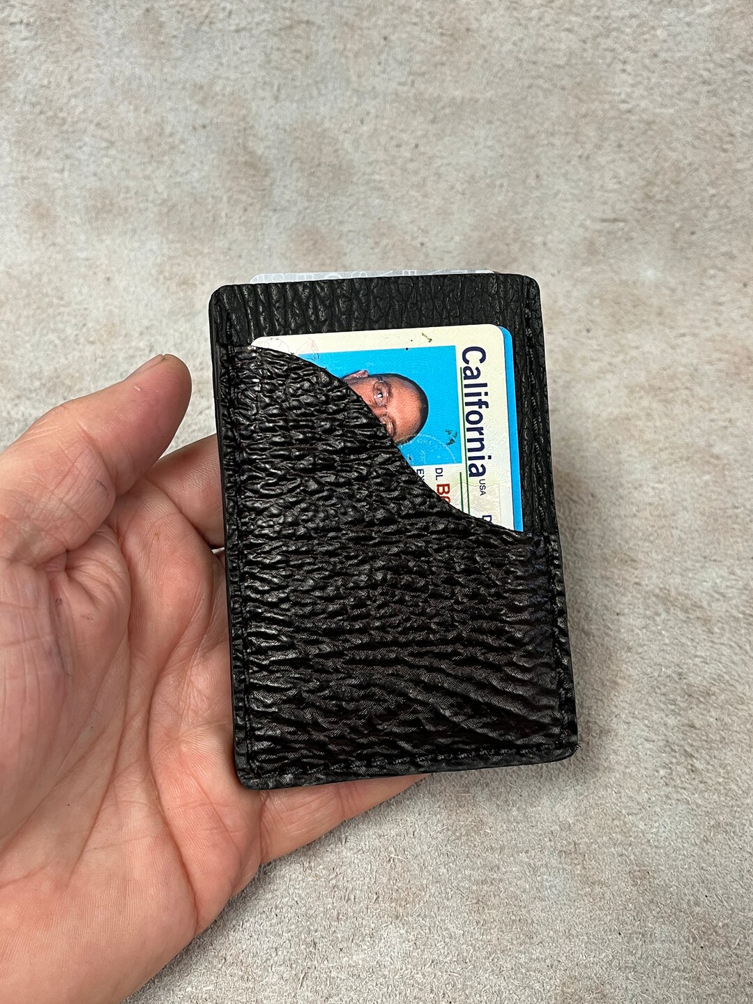 Two Tone Shark Leather Minimalist Wallet Front Pocket Wallet - Etsy