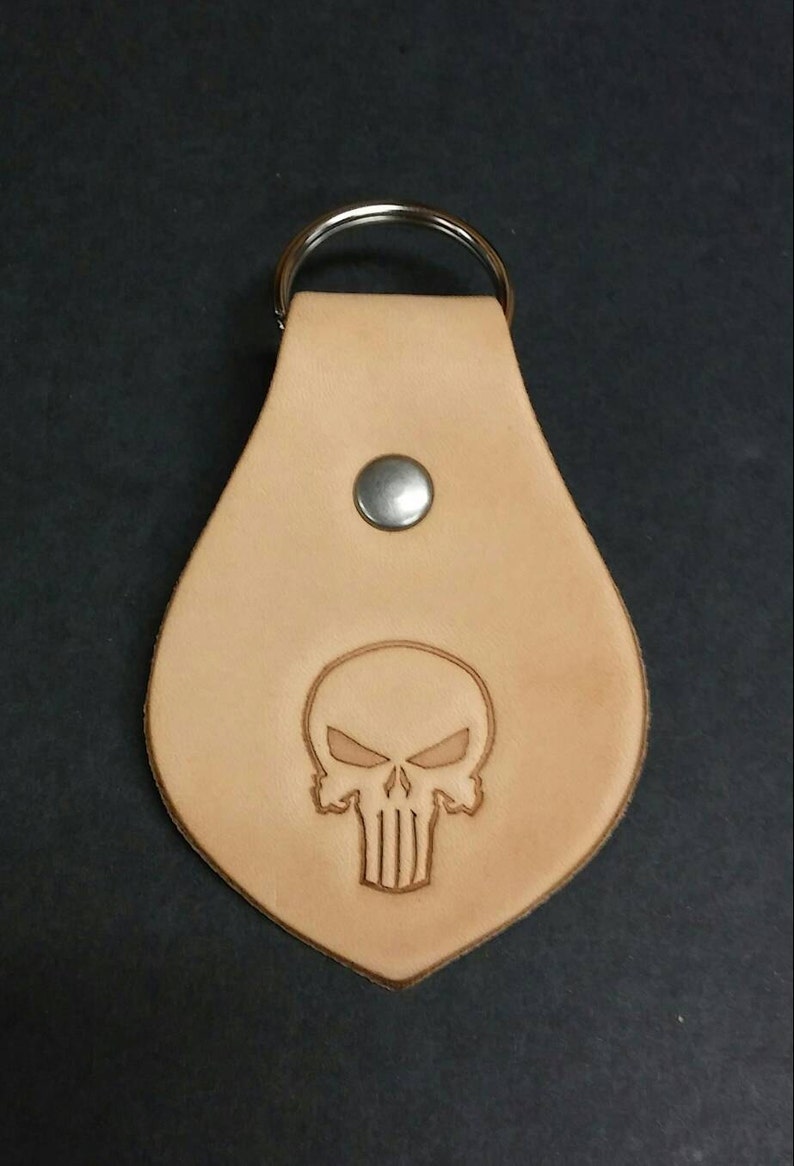 Leather Key Fob With Punisher Skull - Etsy