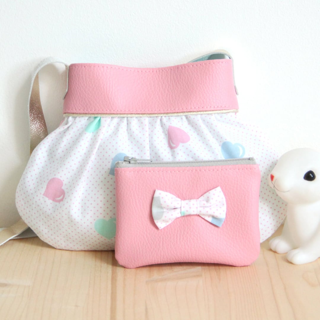 Pack Pastel Pink Purse and Wallet for Little Girl // Faux Leather ...