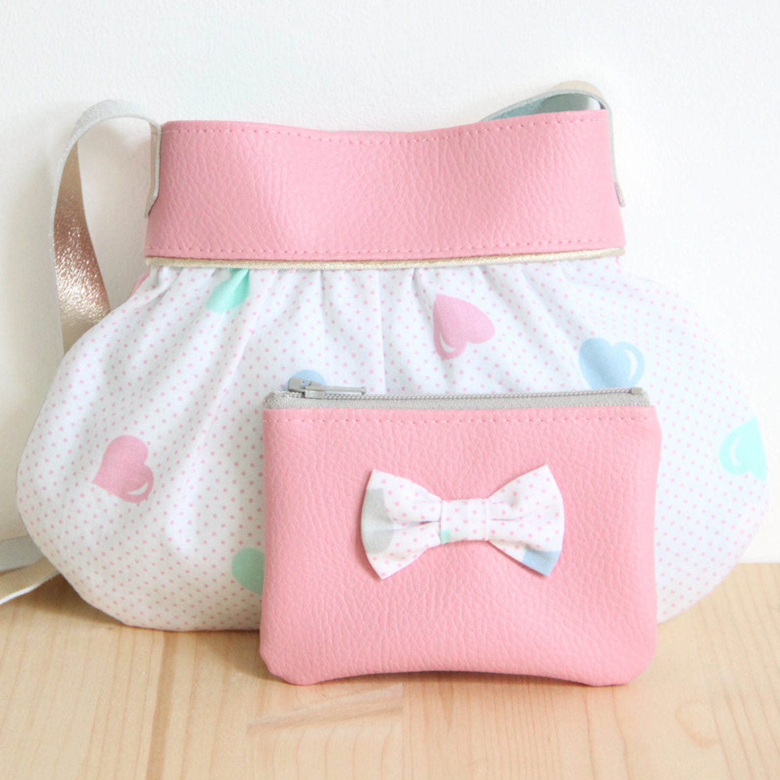 Pack Pastel Pink Purse and Wallet for Little Girl // Faux - Etsy