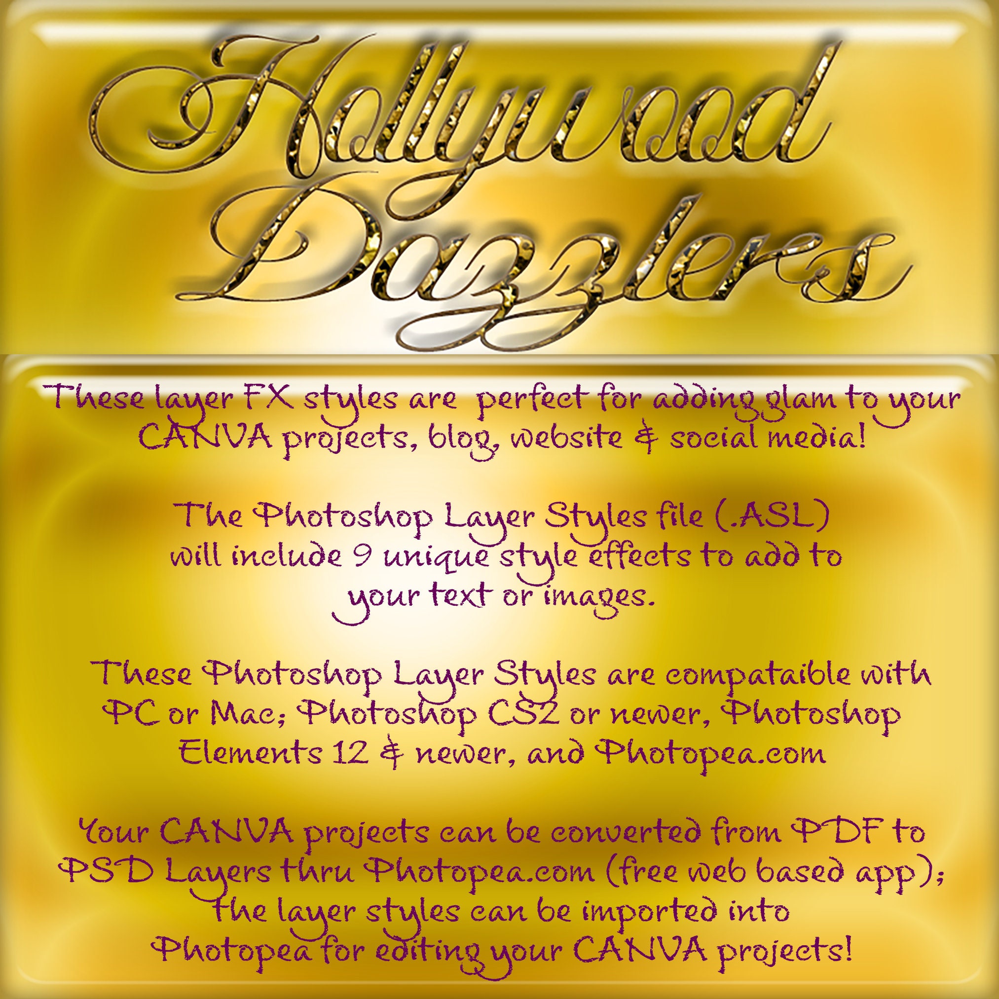 Hollywood Dazzlers Adobe Photoshop Layer Effect Style Digital Download ...