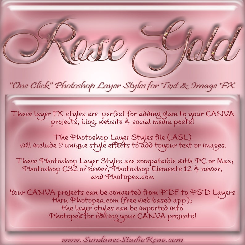 Rose Gold Bling Adobe Photoshop Layer FX Style Digital Download - Etsy