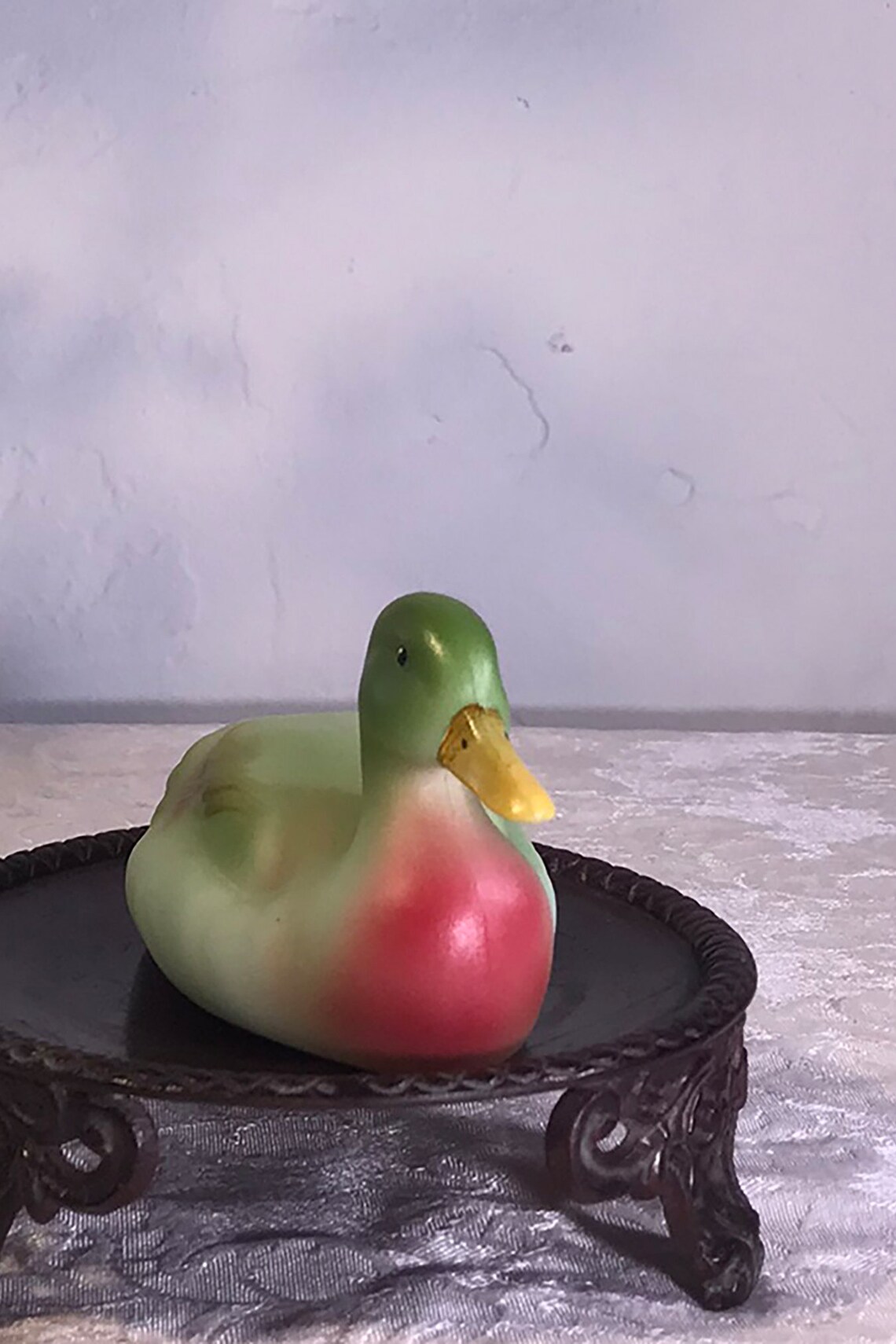 Vintage Fenton Art Glass Jadeite Mallard Duck Figurine Green Satin ...