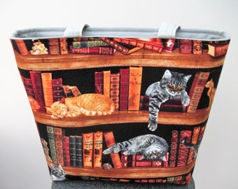 Book Bag Zippered Book Bag Medium Tote Gift for Book Lover | Etsy UK