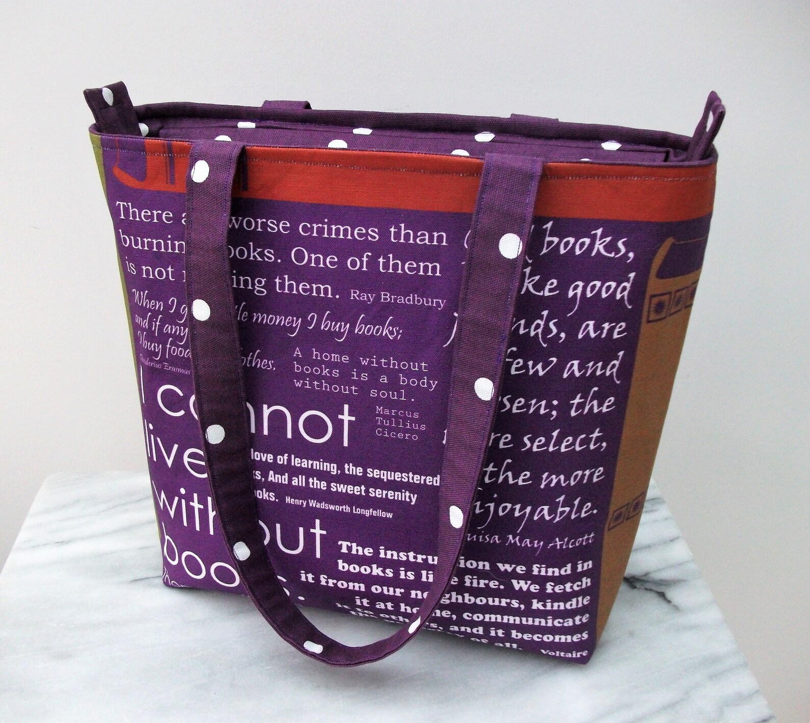 Book Bag Zippered Book Bag Medium Tote Gift for Book Lover - Etsy UK