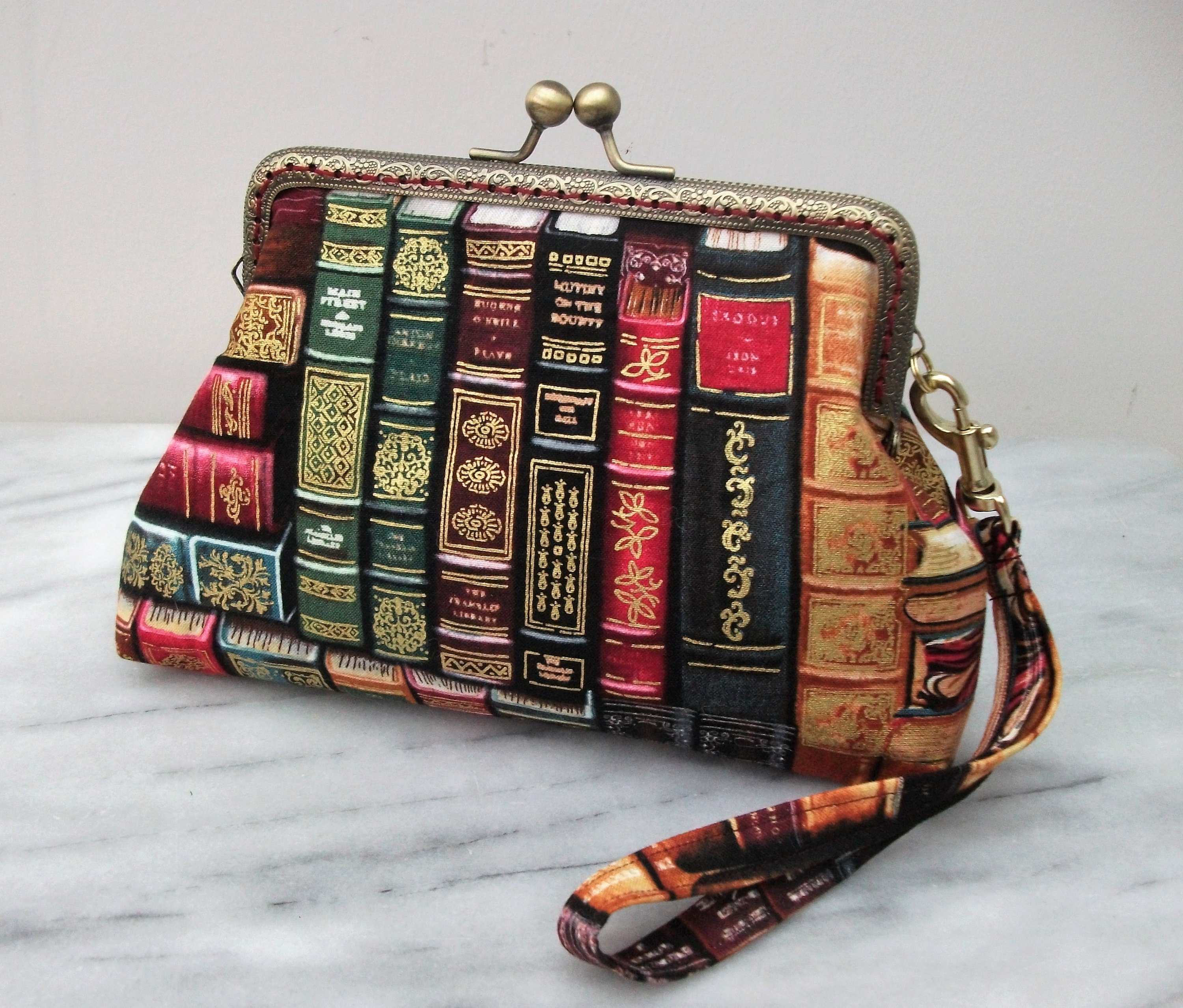 Kiss clasp purse large purse small clutch gift for reader | Etsy