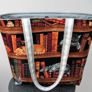 Zippered Book Bag, Medium Sized Book Bag, Antique Books Theme, Gift for ...