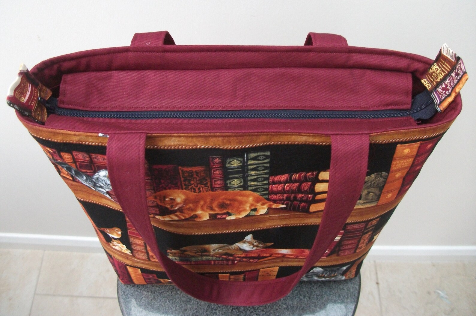 Zippered Book Bag Medium Sized Book Bag Antique Books Theme - Etsy UK