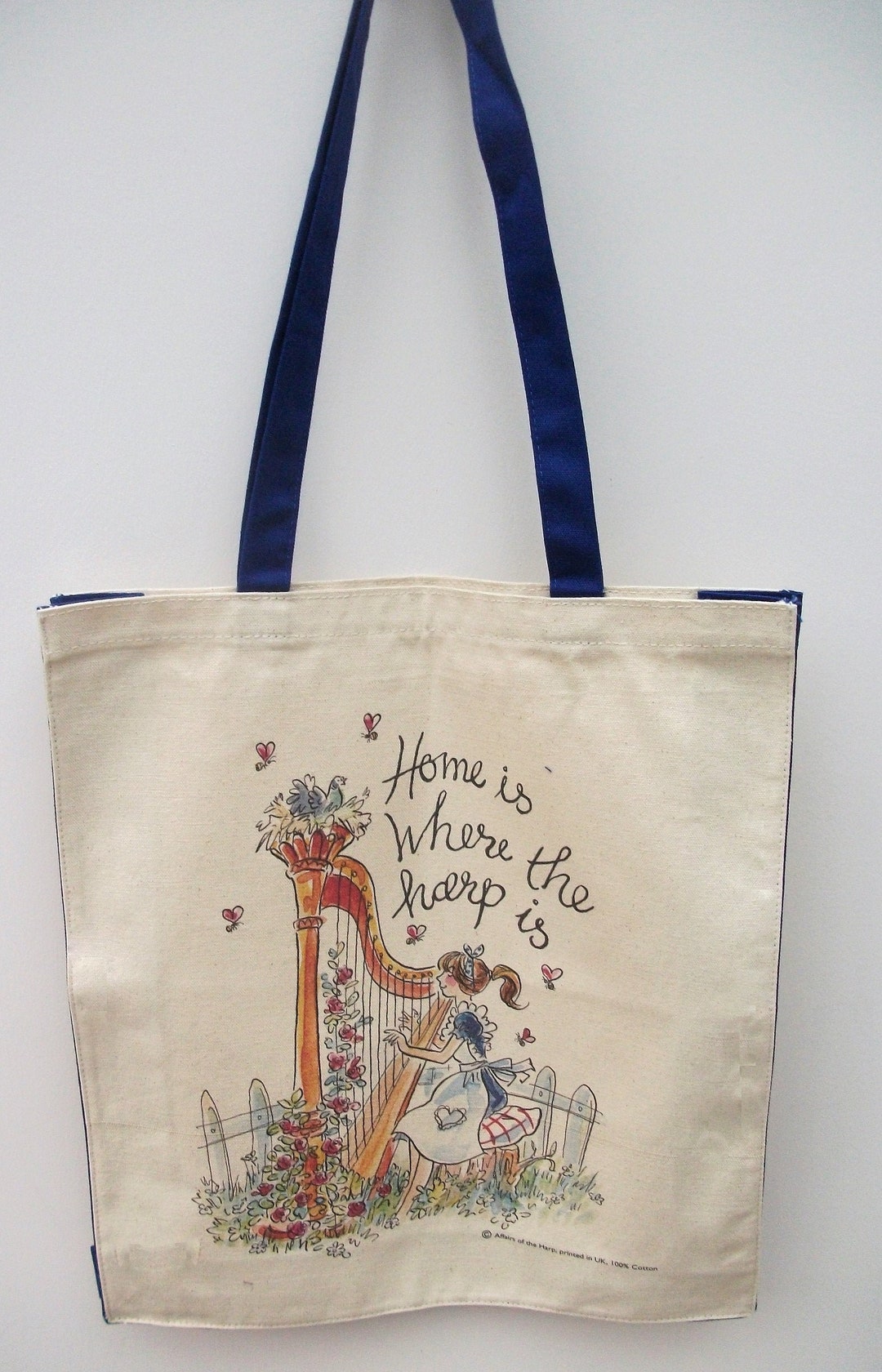 Harp Themed Tote Bag, Gift for Harpist, Musician Gift, Music Bag, Harp ...