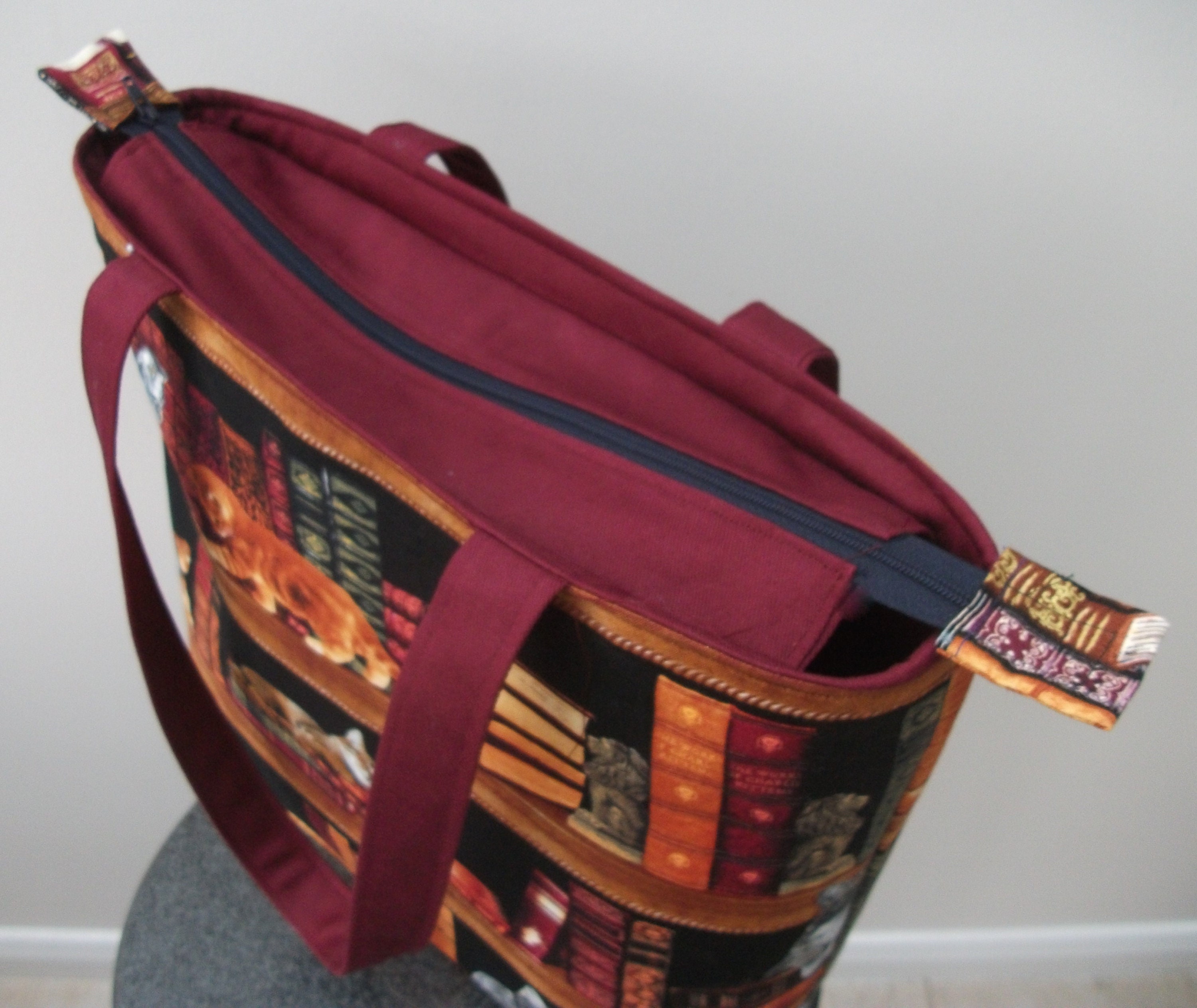 Zippered Book Bag Medium Sized Book Bag Antique Books Theme - Etsy UK