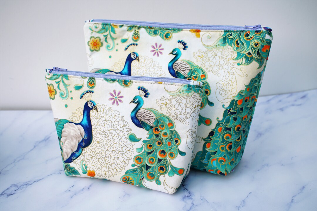 Cosmetics & Toiletries Set in Peacock Fabric, Gift for Her, Peacock ...