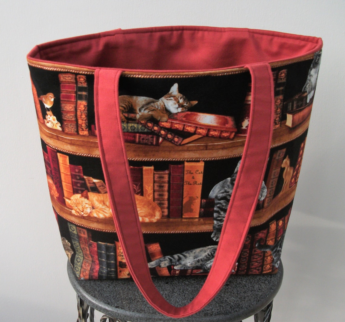 Zippered Book bag medium sized book bag antique books theme | Etsy