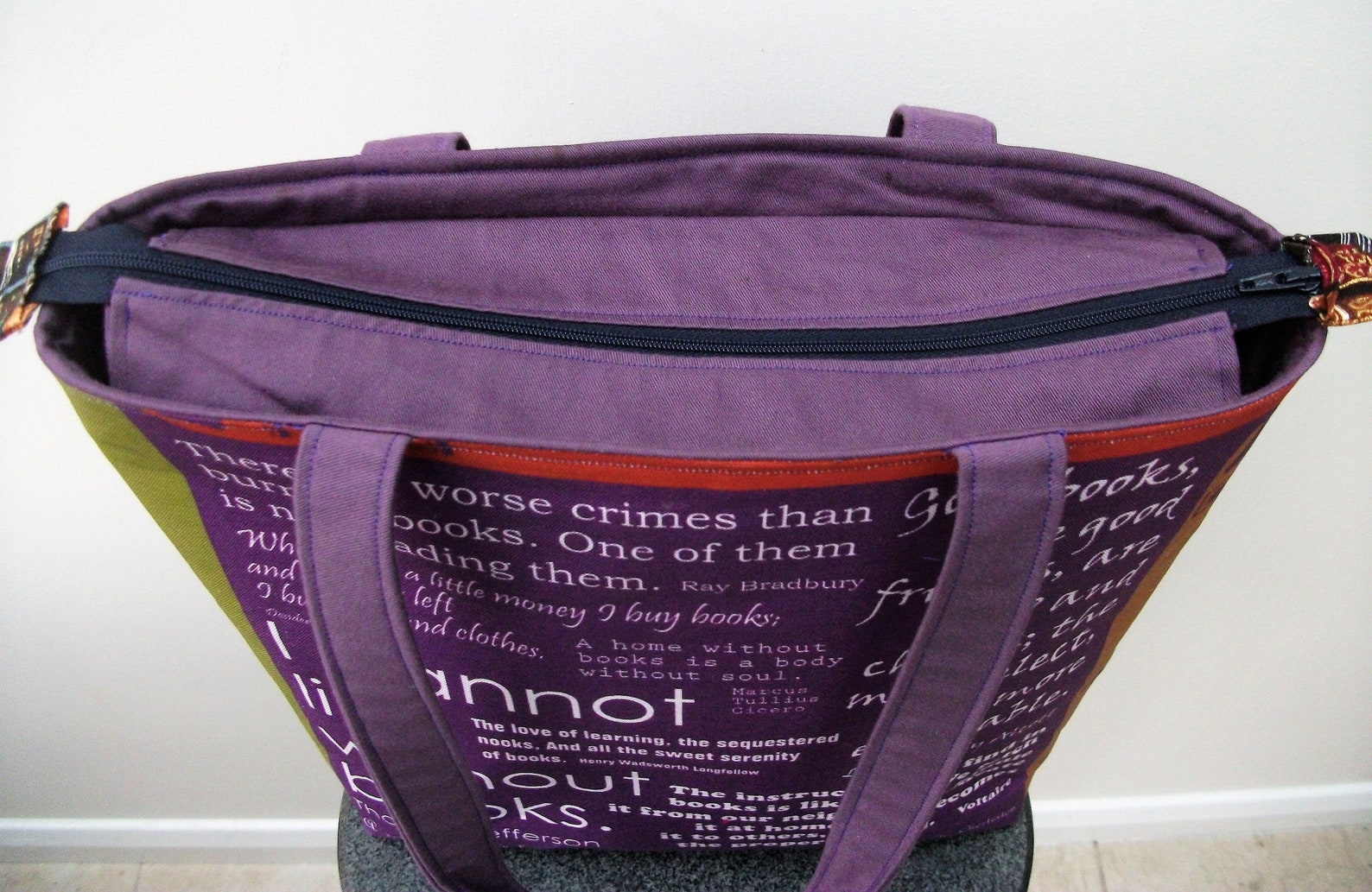 Book Bag Zippered Book Bag Medium Tote Gift for Book Lover | Etsy UK