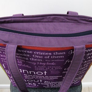 Book Bag Zippered Book Bag Medium Tote Gift for Book Lover - Etsy UK