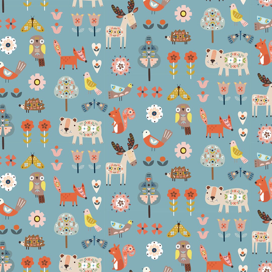 Dashwood Studios Cotton Fabric Nordiska Collection Blue Scandinavian ...