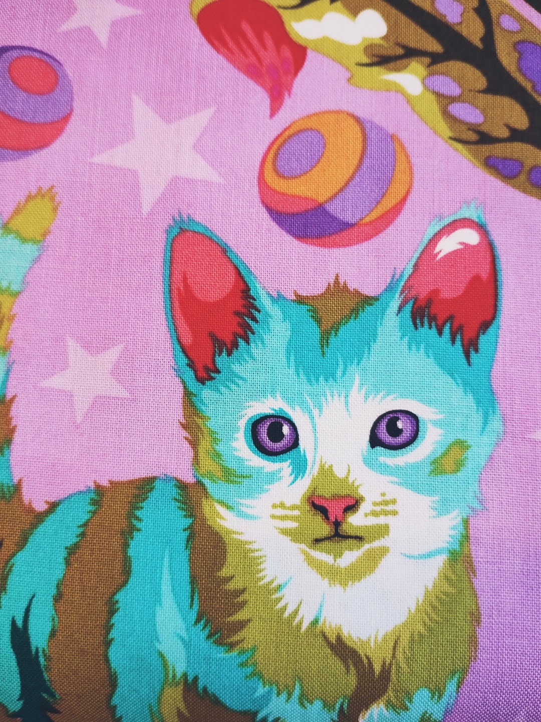 Tula Pink Tabby Road Cat and Mouse Collection Cotton Fabric in Pink ...