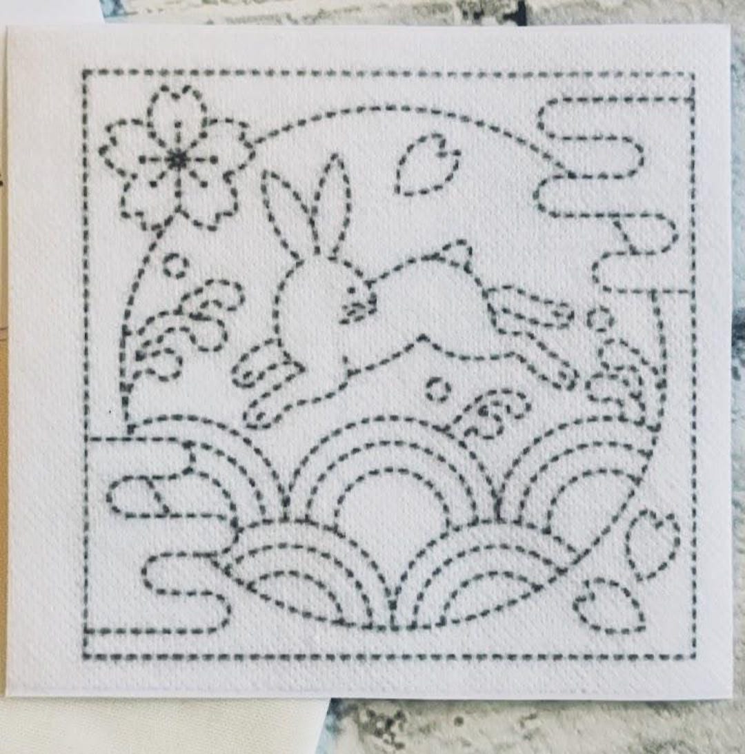 Japanese Sashiko Embroidery Starter Kit With Rabbit Design for ...