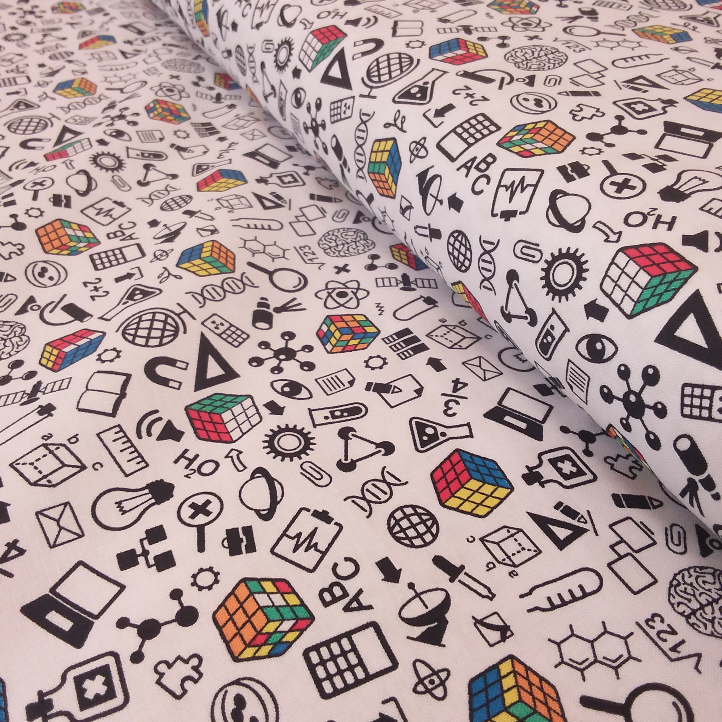 Rubik's Cube White Cotton Fabric From Camelot per 50cm - Etsy UK
