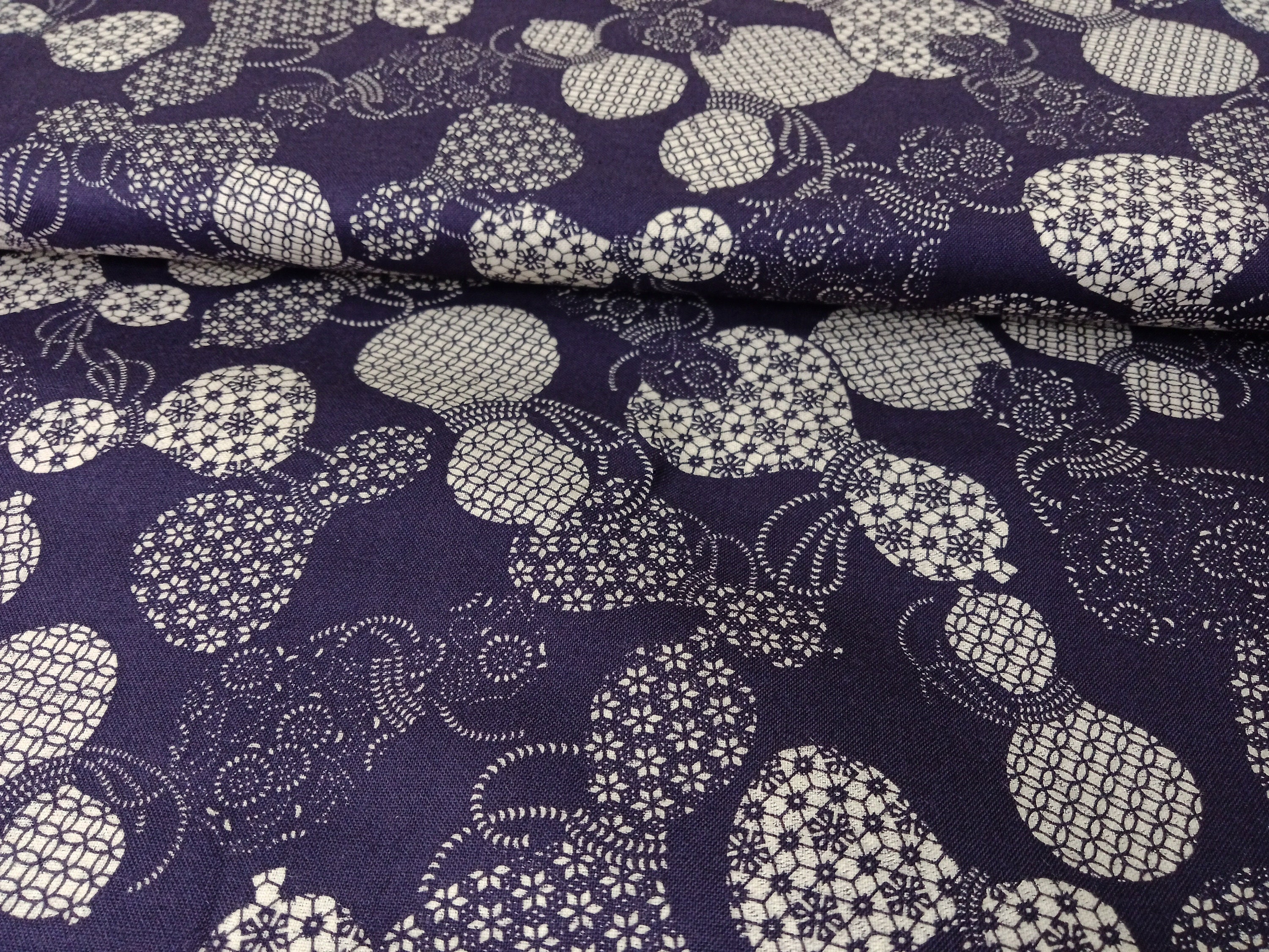 Purple Gourds Traditional Japanese Print Fabric on Cotton Fabric per ...