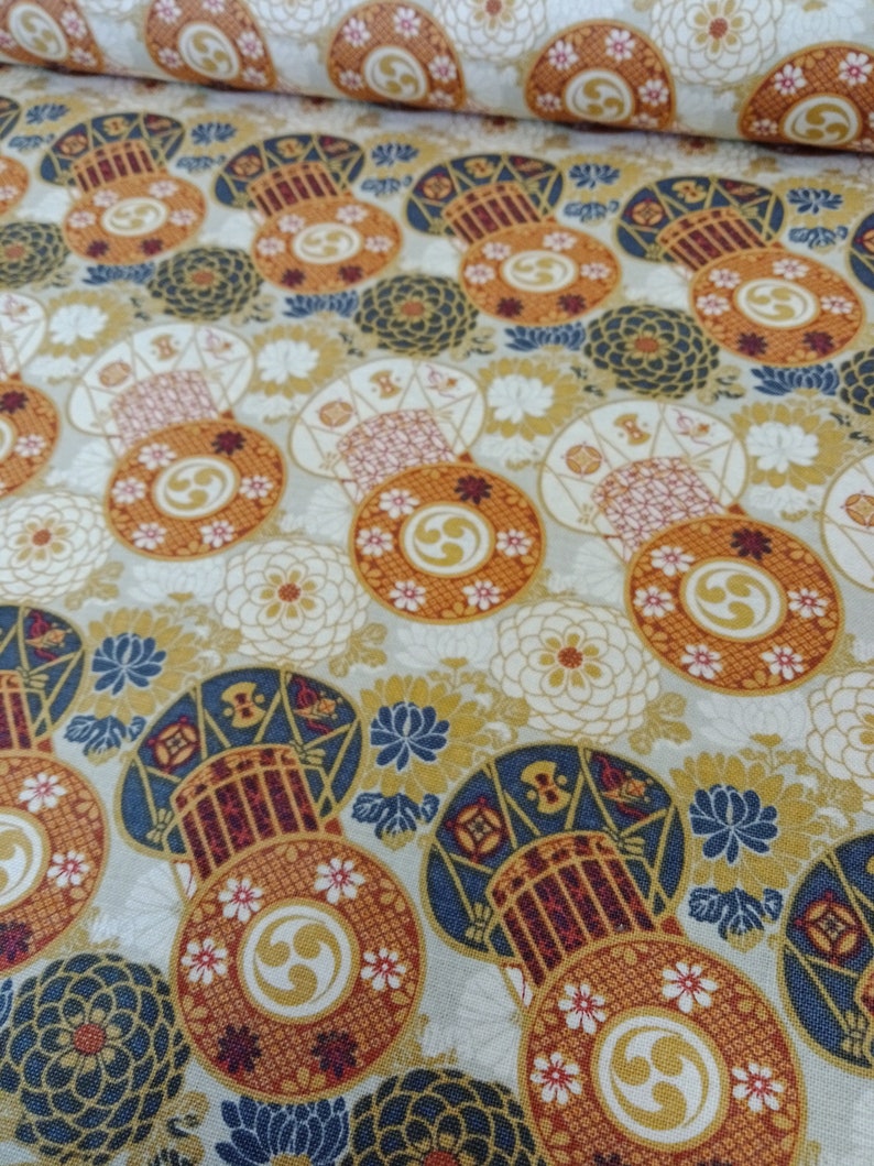 Blend Fabrics Traditional Japanese Print Fabric on Cotton Fabric per ...