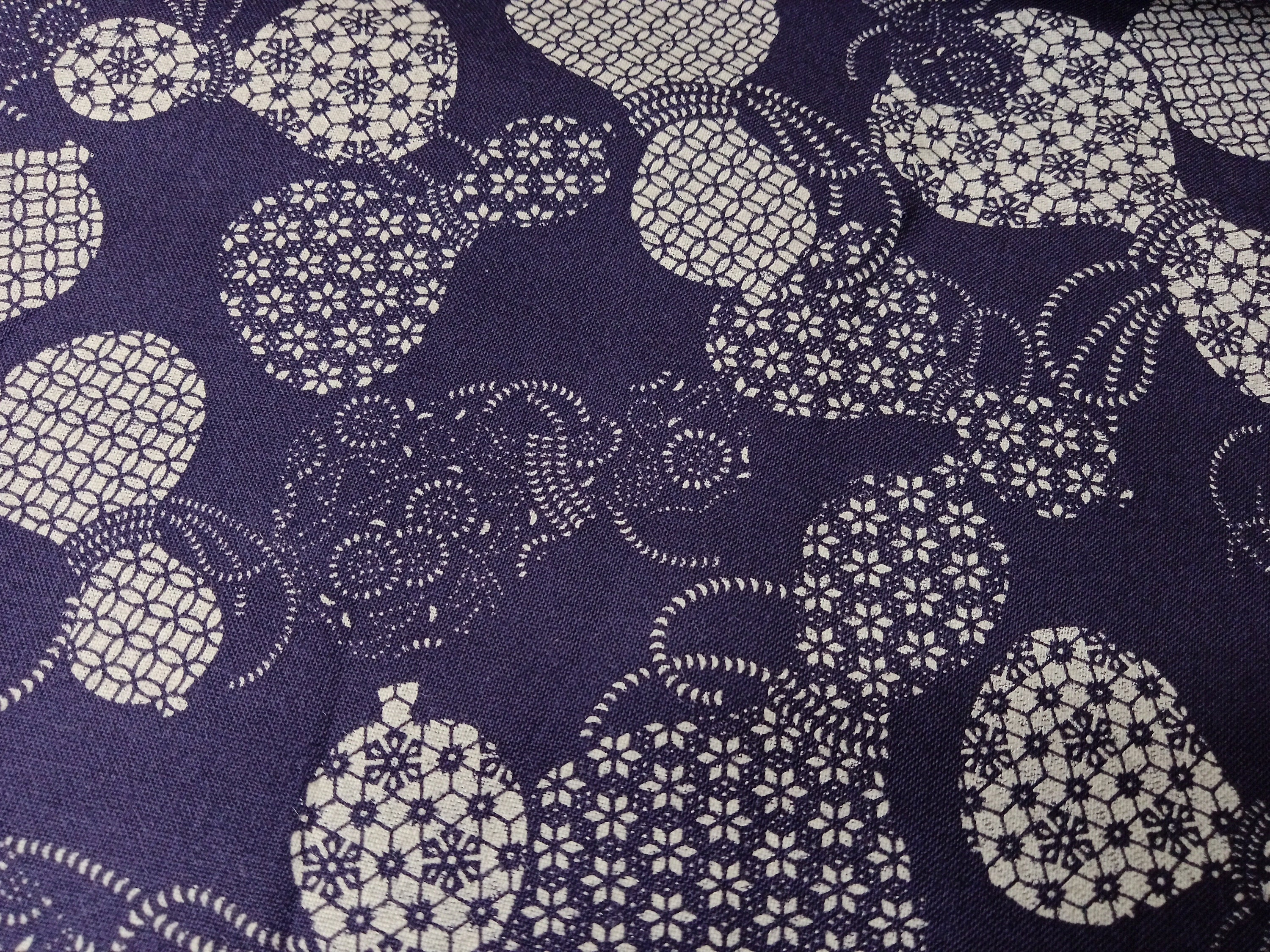 Purple Gourds Traditional Japanese Print Fabric on Cotton Fabric per ...