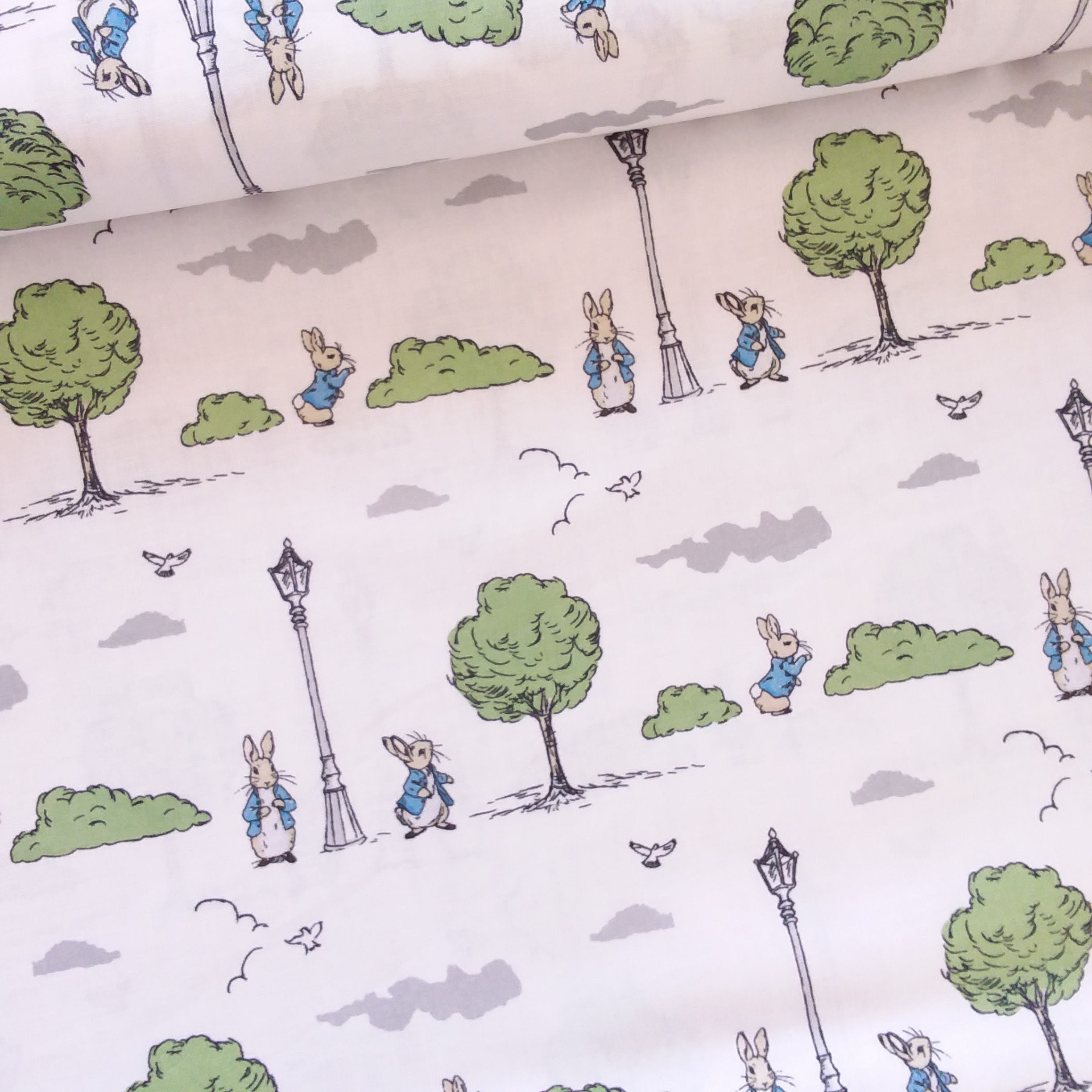 Peter Rabbit White Cotton Fabrics-Per 50cm PR19 Crafty Baba Fabrics