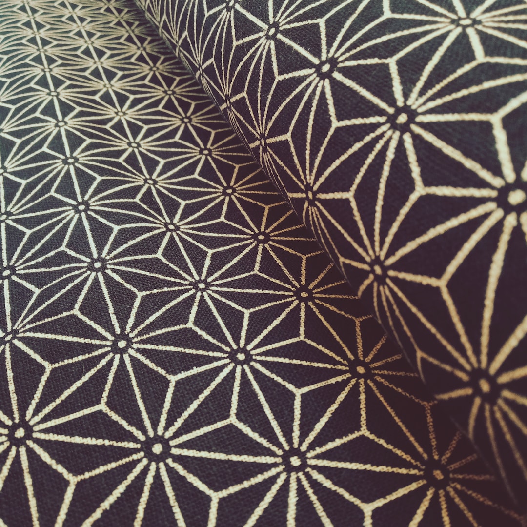 Indigo Large Sashiko Japanese Print Fabric on Nara Homespun Linen ...