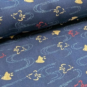 Japanese Traditional Chidori Plover Print on Navy Cotton Fabric -per ...