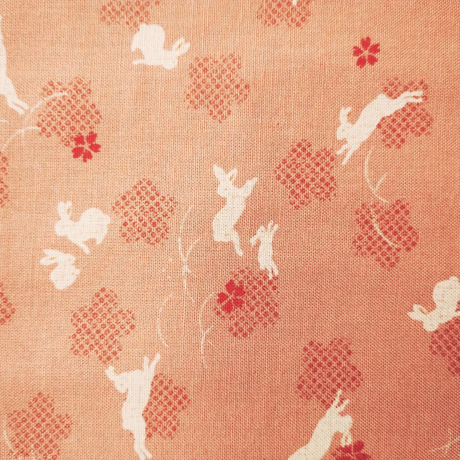 Traditional Japanese Kimono Pink Cotton Fabric With a Pink Rabbits, per ...