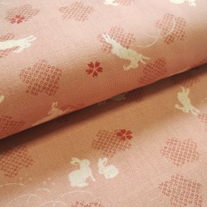 Traditional Japanese Kimono Pink Cotton Fabric With a Pink Rabbits, per ...