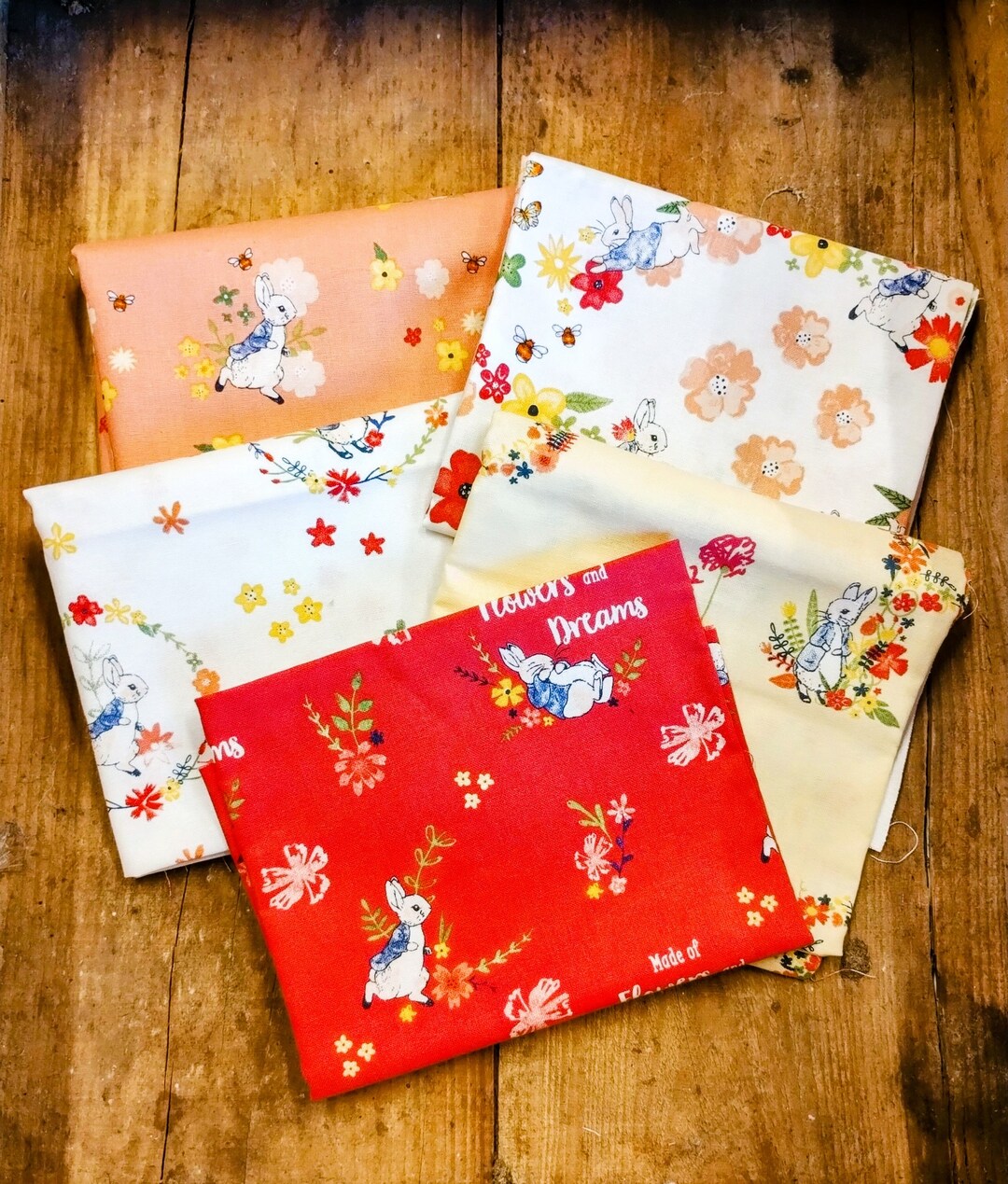 Peter Rabbit Beatrix Potter Floral Friends Cotton Fabric Fat Quarter ...