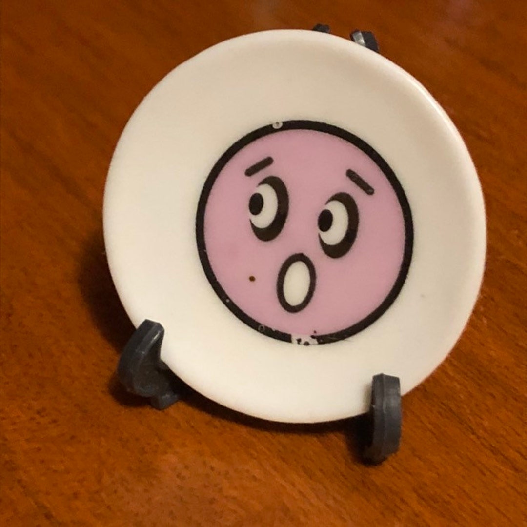 Vintage 1990s Miniature Emoticon Porcelain Plate W/ Display Easel - Etsy