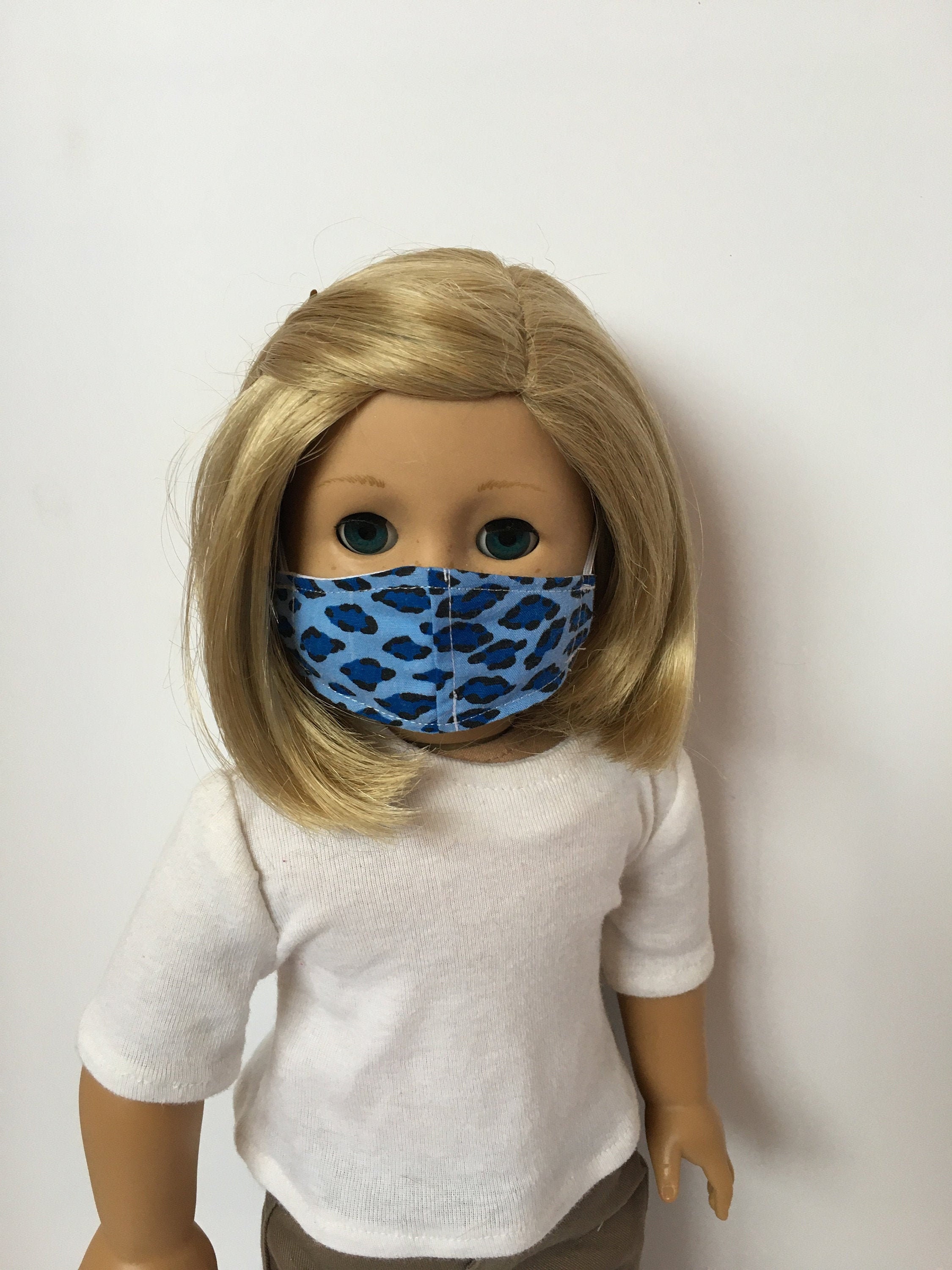 Fits American Girl Doll face masks. BLUE LEOPARD print face | Etsy