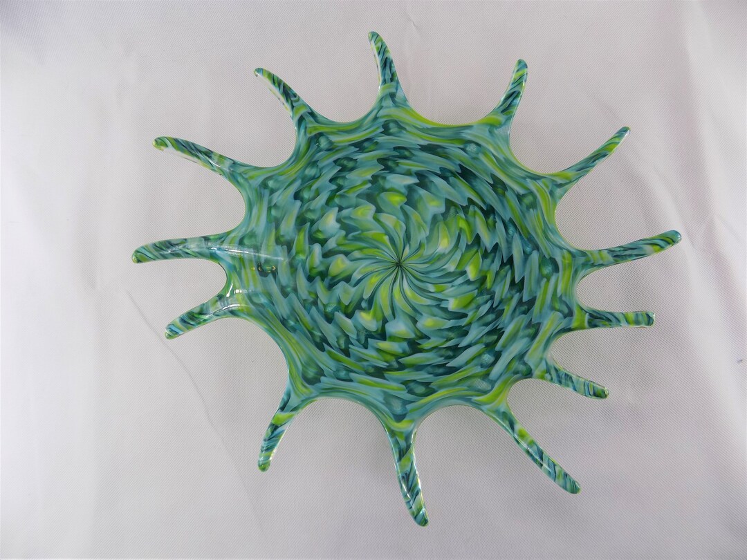 Hand Blown Glass Platter Art Bowl Wall Hanging Beautiful Splatter ...
