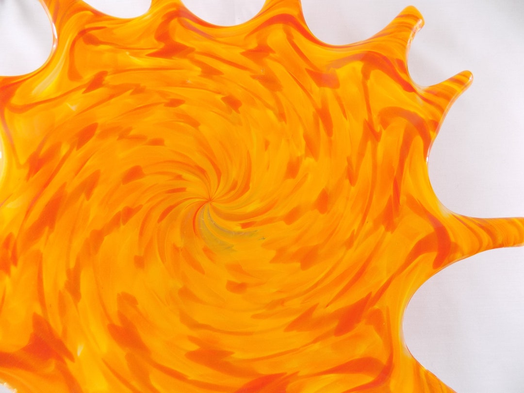 Hand Blown Glass Platter 25 Galaxy Tray Wall Hanging Beautiful Reds ...