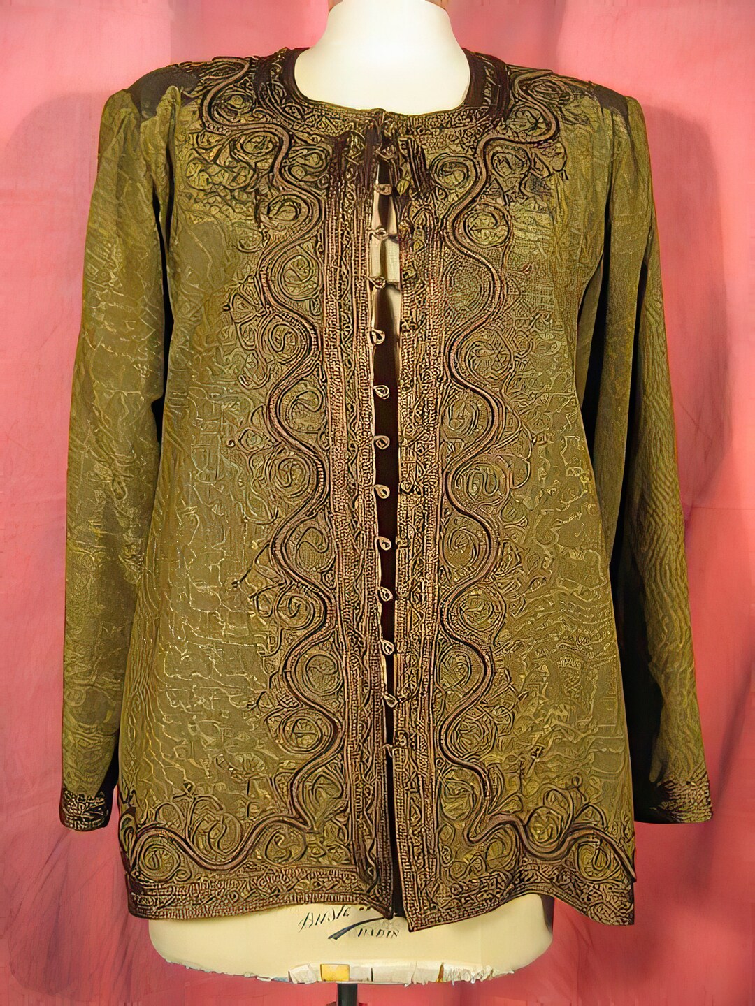 90s Egyptian Braid Trim Moire Jacket - Etsy