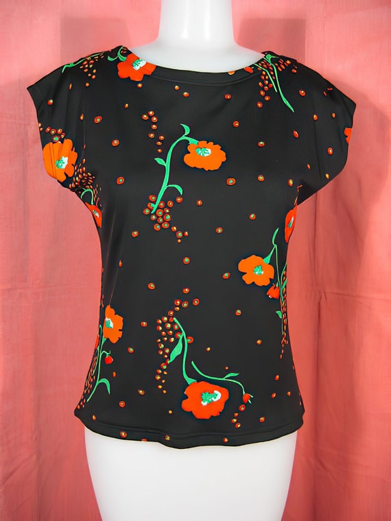 1960s Poppy Print Top and Jacket by Leslie J - Gem