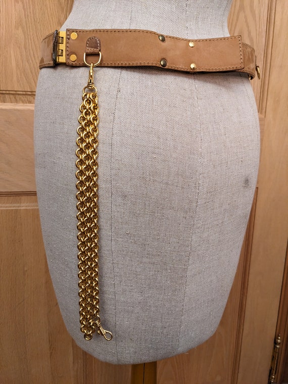 Donna Karan Leather Chain Belt 1985 - Gem