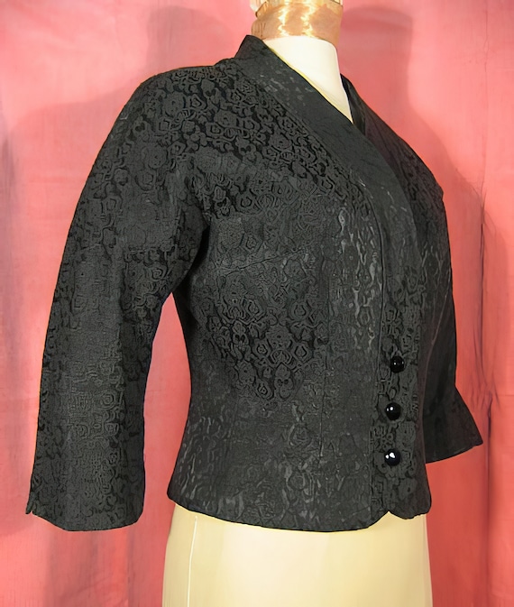 1950s Ike Clark Black Damask Jacket - Gem